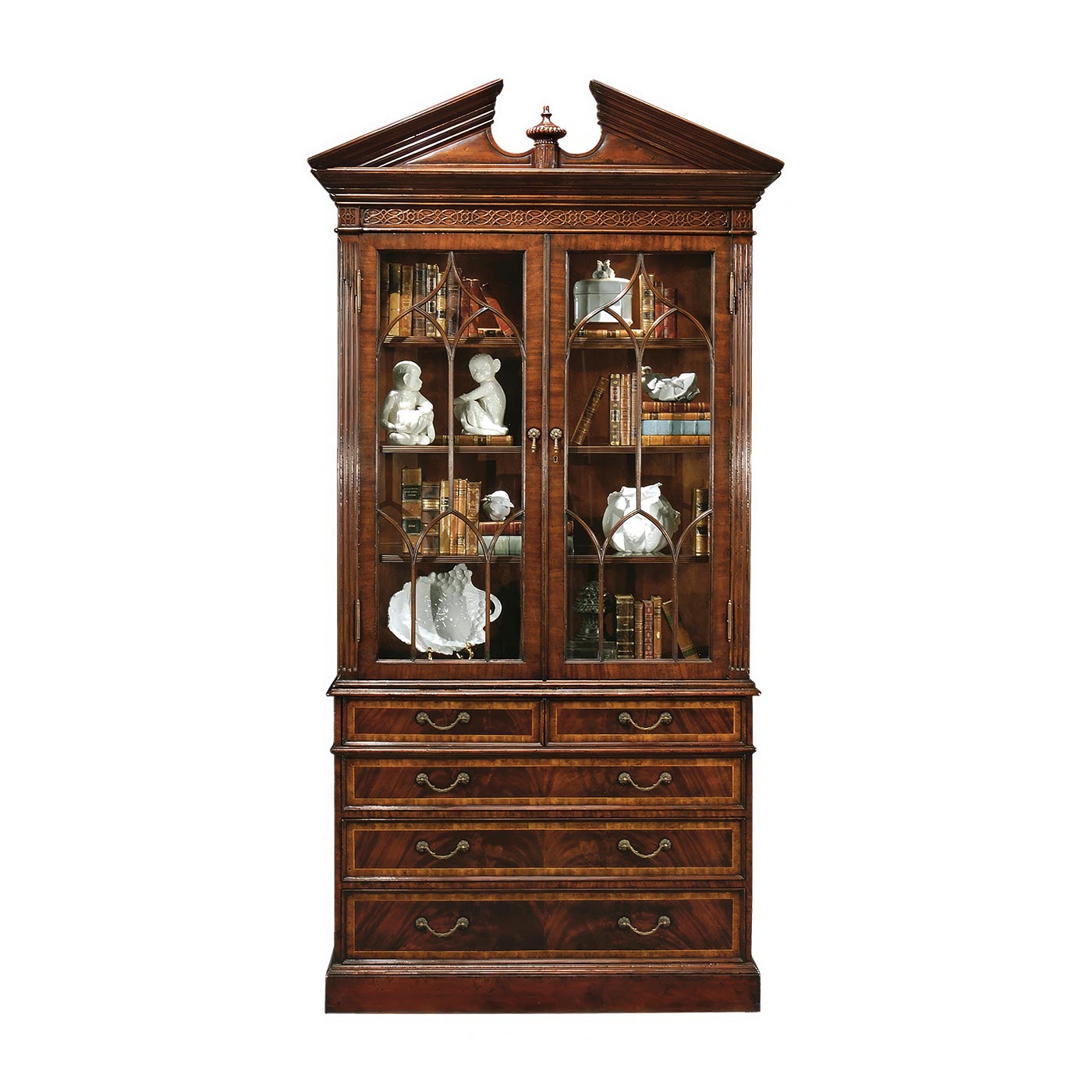 Mahogany Glazed Display Cabinet with Drawers
