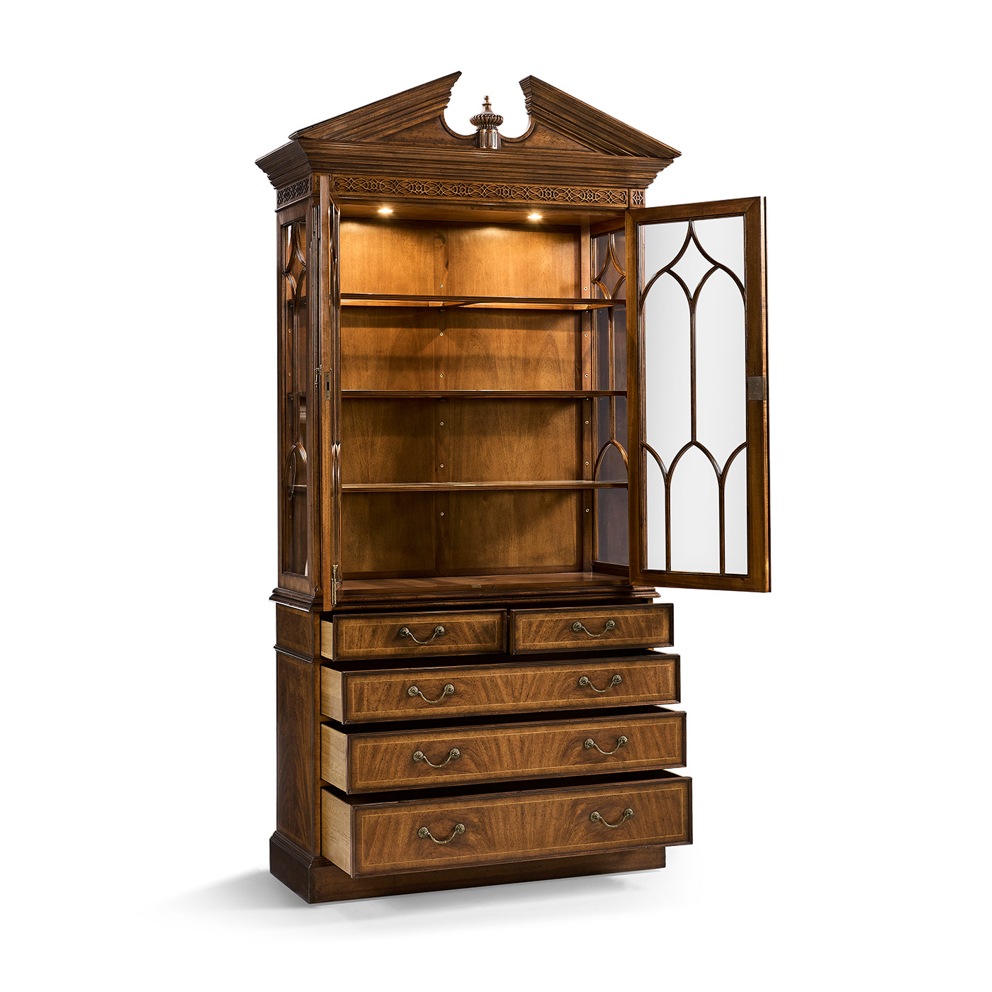 Walnut Glazed Display Cabinet with Drawers | Jonathan Charles Fine ...